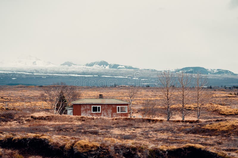 View of an Abandoned Hut in the Middle of the Field Stock Image - Image ...