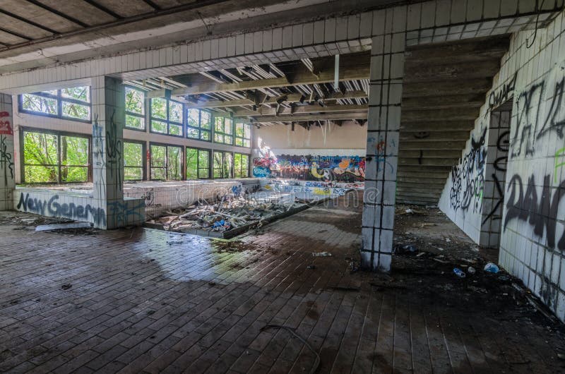 Old Abandoned Indoor Swimming Pool in Nes, Ameland, August 2019 Stock ...