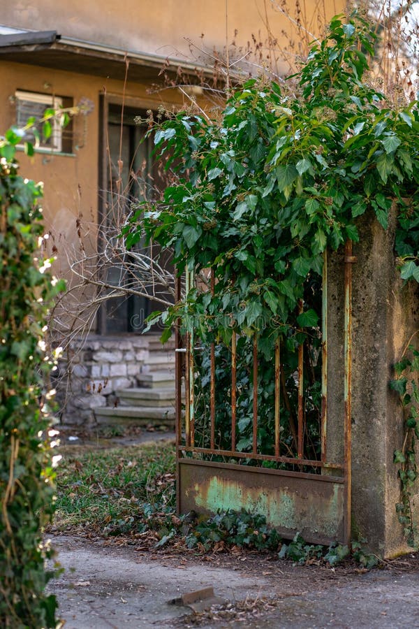 View of the Abandoned Territory of a Private House with an Old Rusty ...
