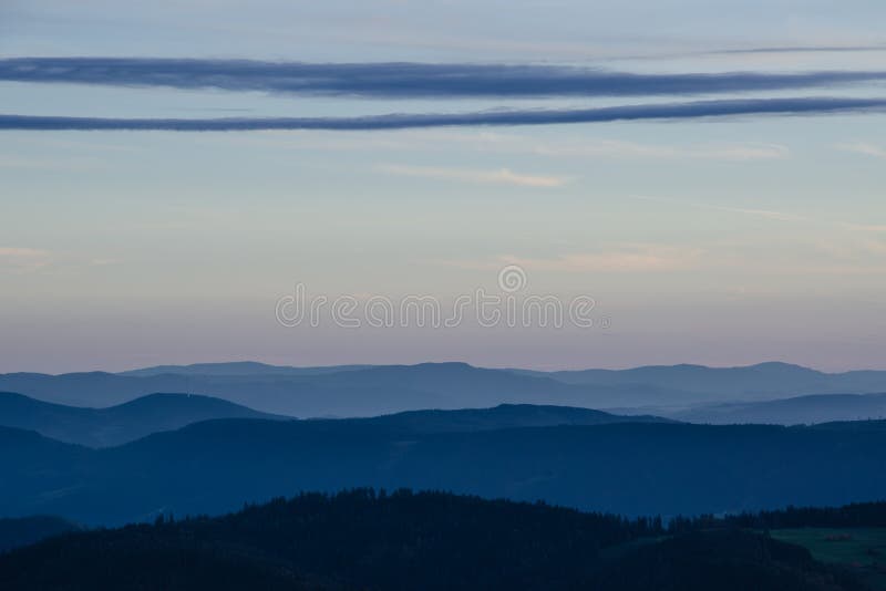 View from Above and from Afar of the Hills and Sunset Sky. Stock Photo ...