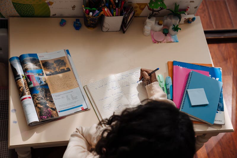 View from Above of African Teen Doing Homework Editorial Image - Image ...