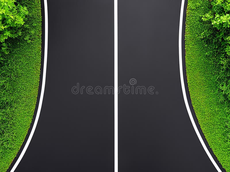 View from Above of a Black Rubber Track with White Lines Marking Out ...