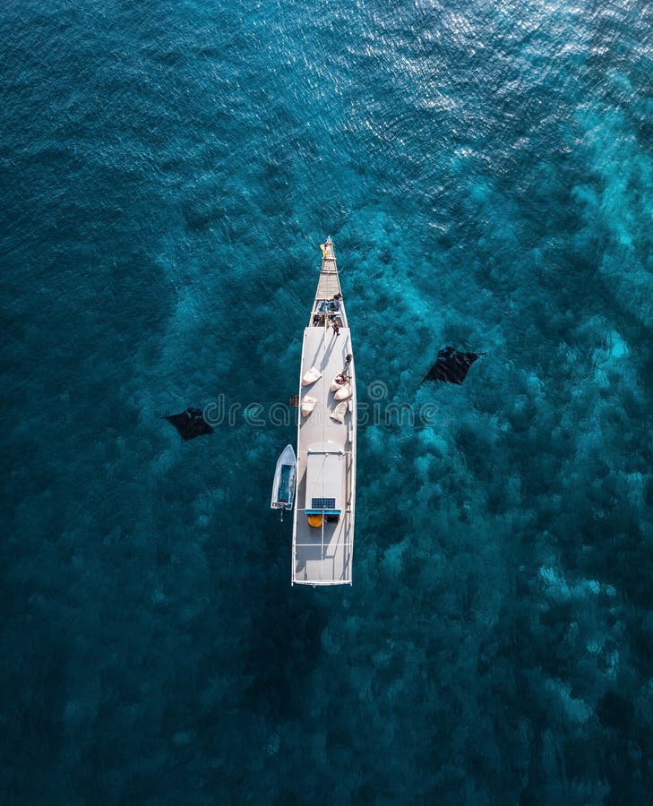 The View from Above the Boat on the Blue Water Stock Photo - Image of ...