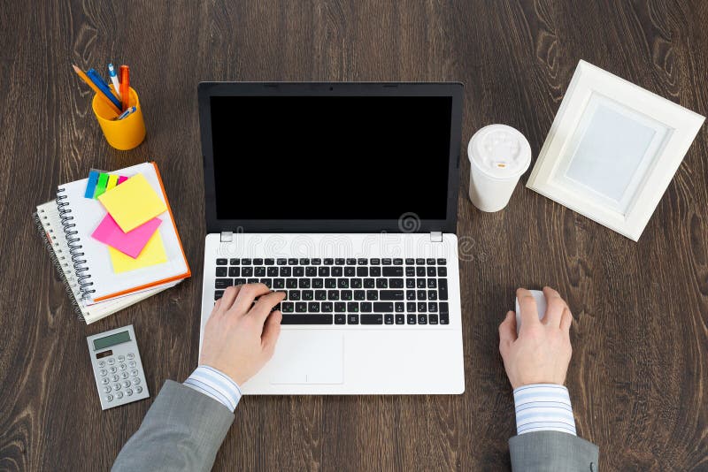 View from Above the Businessman& X27;s Workplace Stock Photo - Image of ...