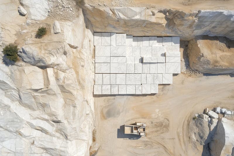 Overhead View of a Marble Quarry Showing Geometric Patterns of ...