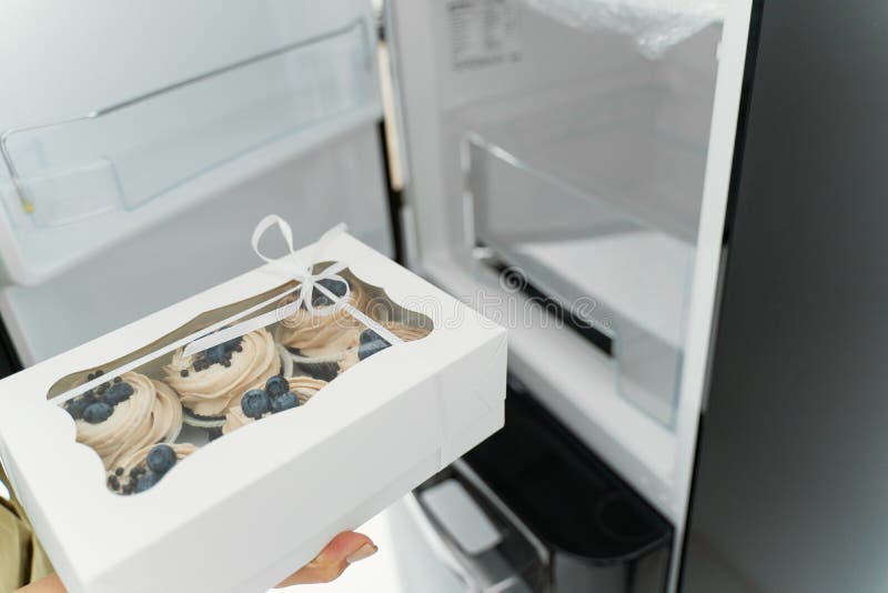 View from Above. Close-up Storage of Confectionery in the Refrigerator ...