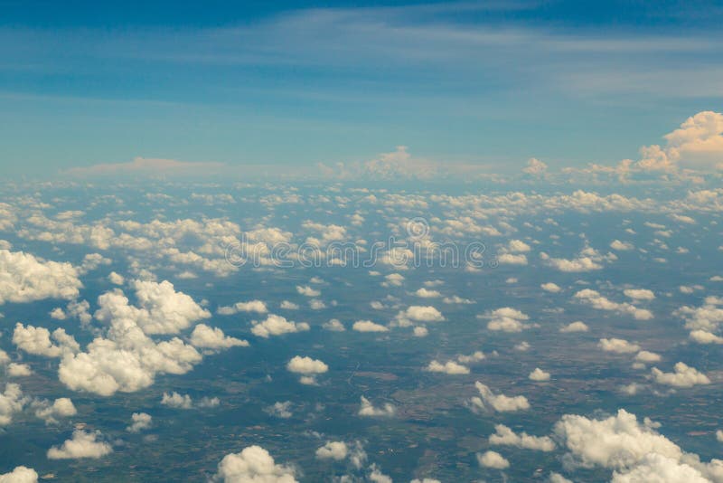 View Above Clouds and Blue Sky on Airplane Stock Image - Image of cloud ...