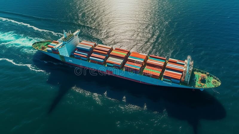 View from Above Container Ship on Ocean. Generative AI Stock ...