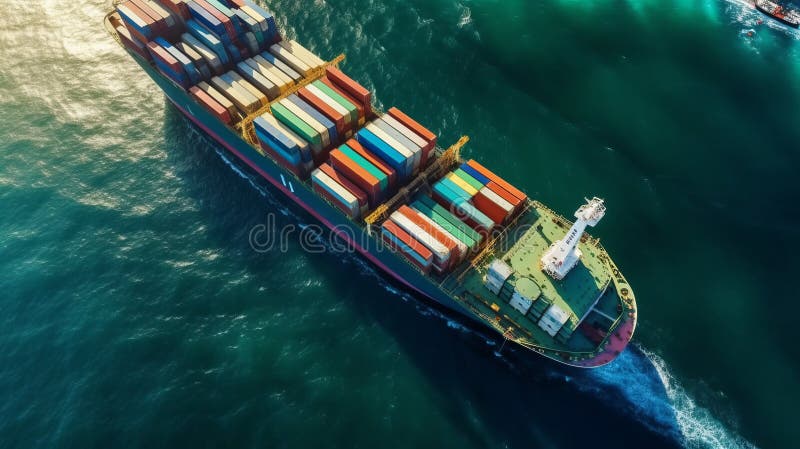 View from Above Container Ship on Ocean. Generative AI Stock ...