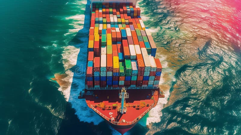View from Above Container Ship on Ocean. Generative AI Stock ...