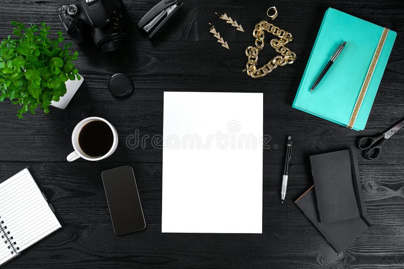 Tablet on Creative Workspace on Top View Stock Image - Image of studio ...