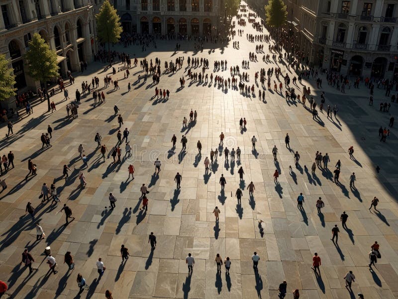Crowd of People Walking in the Square. Generated with AI Stock ...