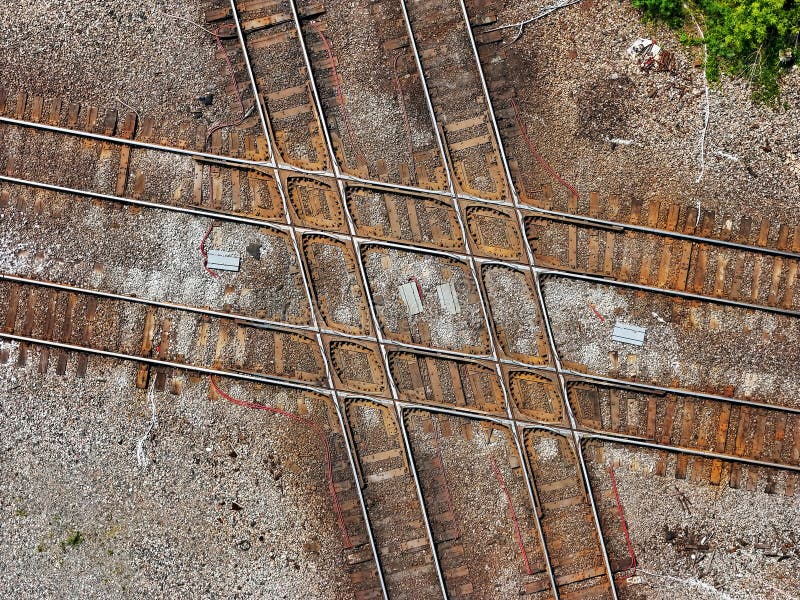 A Train Track with Lights at Sunset in a Factory, AI Stock Photo ...