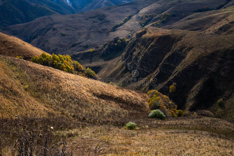 View from Above among Dry Grass at the Foot of the Ridge Stock Image ...