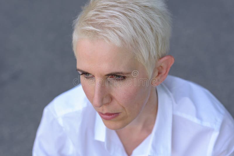 View from Above on the Face of a Woman Stock Photo - Image of closeup ...