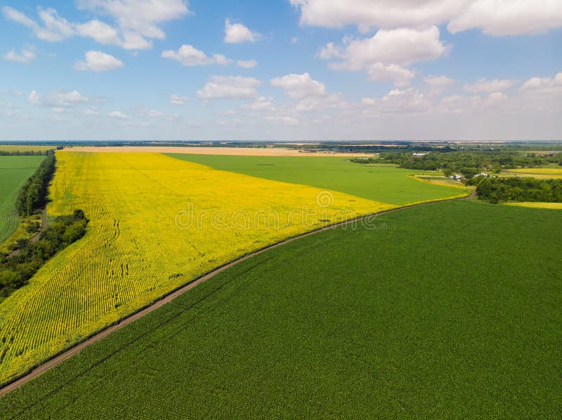 View from Above on Fields of Different Colors, Russia Stock Image ...