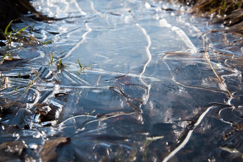 View from Above. Frozen Puddle. the Ice Formed a Natural Pattern Stock ...
