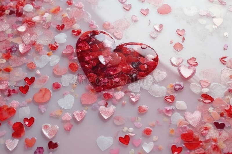 View from Above of a Glittering Surface with Valetine S Day Motifs ...