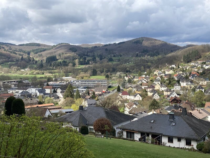 A View from Above of a Hill on a Village Stock Photo - Image of summer ...