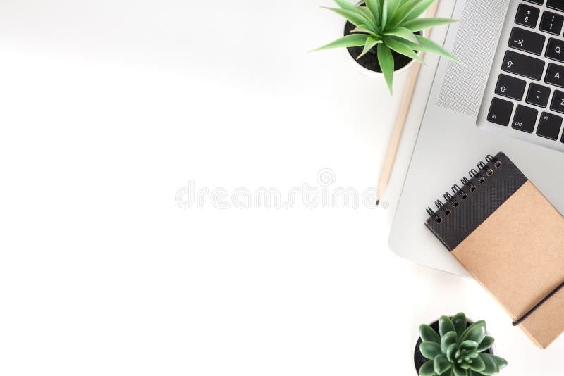 View from Above. Laptop, Notebook and Plants Stock Photo - Image of ...