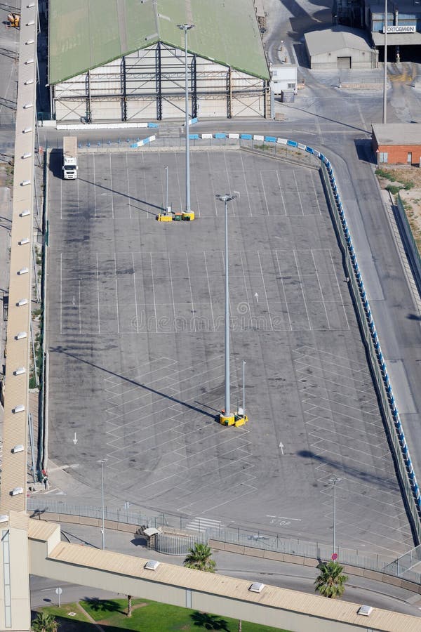 View from Above of a Large Truck Parking Lot almost Completely Empty ...