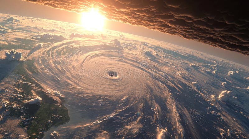 View from Above of a Massive Storm System Forming a Tornado ...