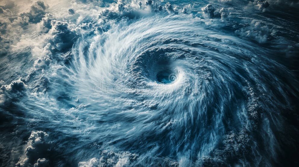 View from Above of a Massive Storm System Forming a Tornado. Stock ...