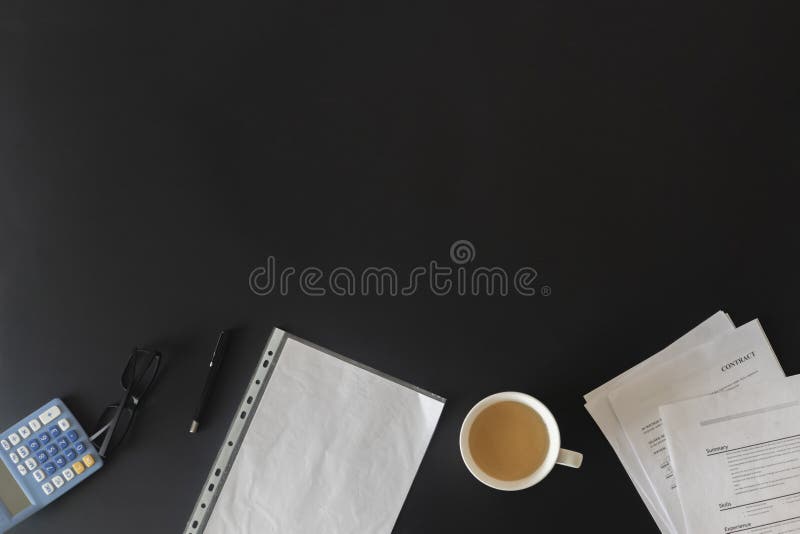 A View from Above on Minimalist Desk Table Win Office, Work Place with ...