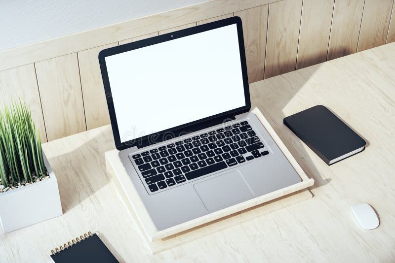 View from Above Modern Office and Laptop Editorial Image - Illustration ...