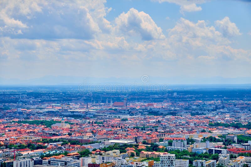 View from above Munich stock image. Image of district - 206653297