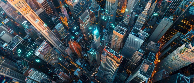 View from Above of New York City Architecture with Augmented Reality ...