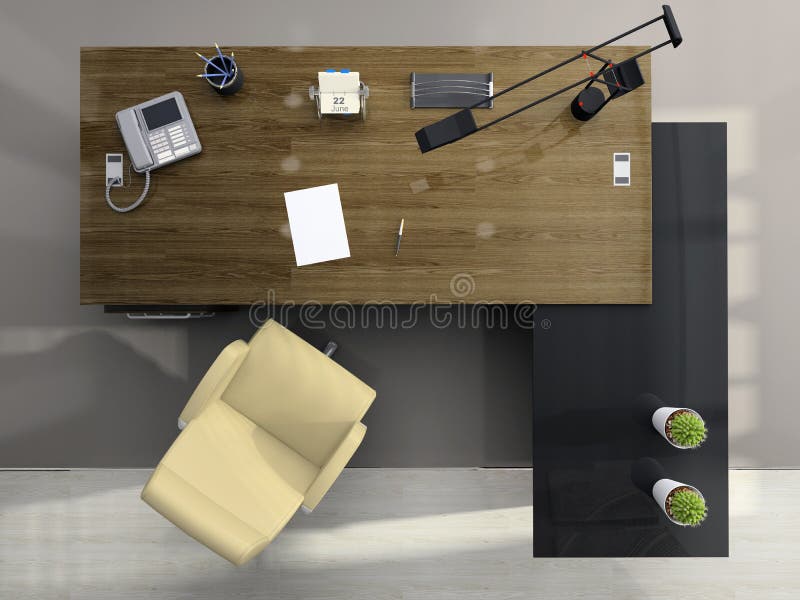 Work Station, Office Desk Top View Stock Image - Image of keyboard ...