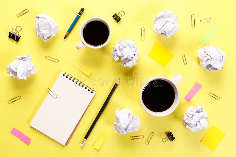 View from Above of Office Working Desktop Stock Image - Image of desk ...