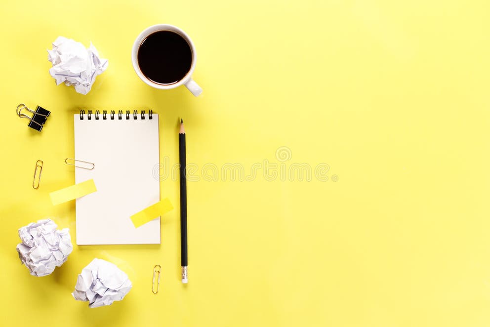 View from Above of Office Working Desktop Stock Photo - Image of hard ...