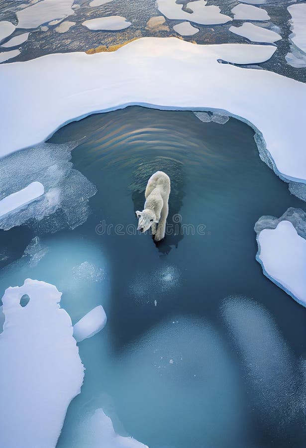 Polar Bear in North Pole. Climate Change, Generative AI Stock ...