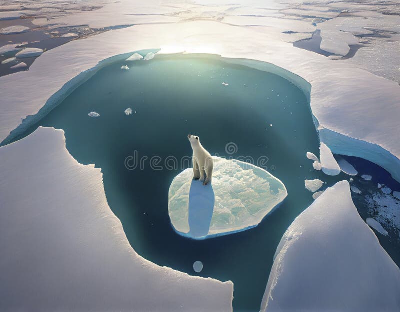 View from Above of Polar Bear in North Pole. Generative AI Stock ...