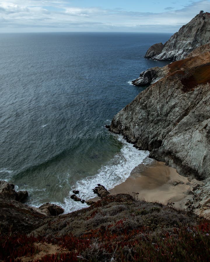 View from Above Rock To a Coast of Pacific Ocean Waters Stock Image ...