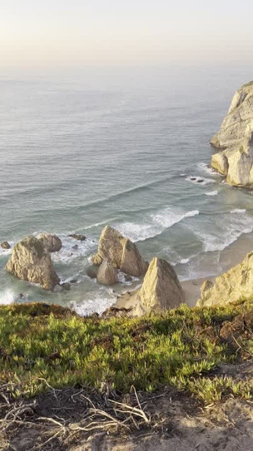 View from Above on the Sandy Beach of Ursa with a Large Stones of a ...