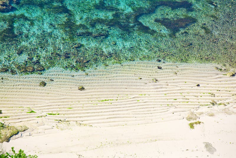 View from Above Sea Tide Wave Line and Wild Beach Clean Sand Stock ...