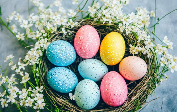 The View from Above Shows an Easter Border Frame, Decorated with Robin ...