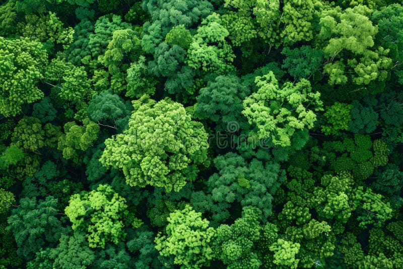 View from Above Shows a Lush Forest with a High Density of Trees ...