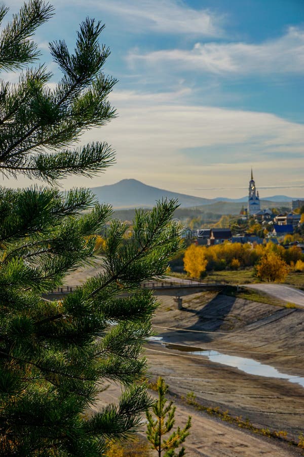View from Above on a Small Ural City. Stock Image - Image of walk ...