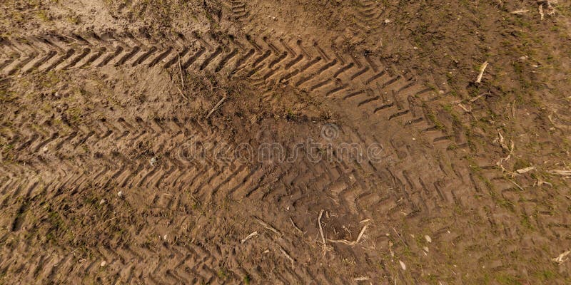 View from Above on Surface of Texture of Dry Road with Tractor Tire ...