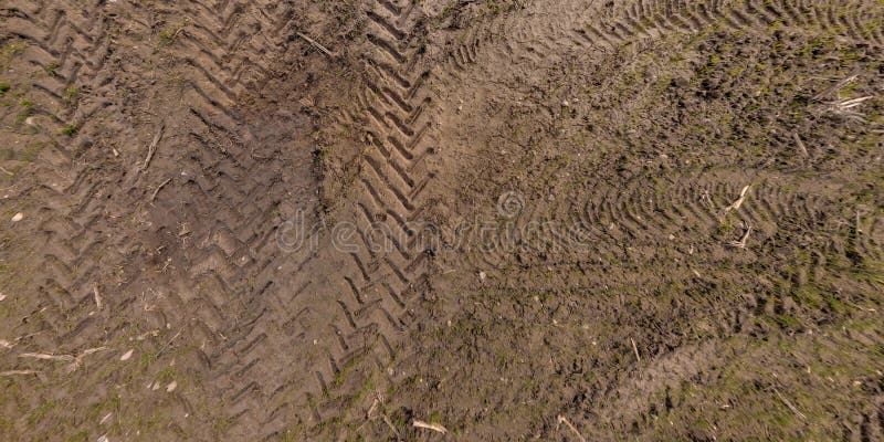 View from Above on Surface of Texture of Dry Road with Tractor Tire ...