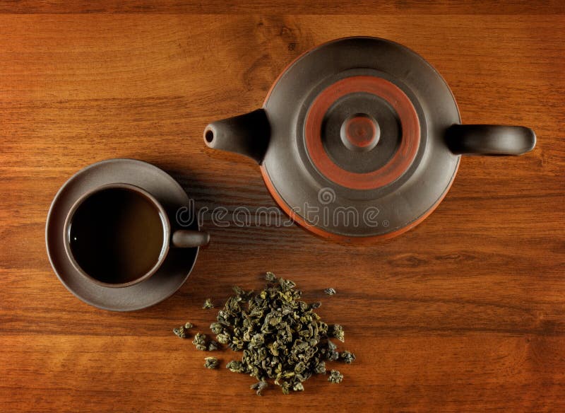 View from Above at Tea Cup and Kettle Stock Photo - Image of brown ...