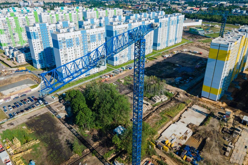 View from Above of a Tower Crane at the Building Lot Stock Image ...