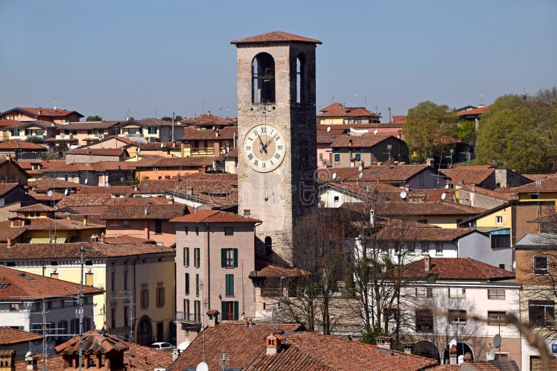 A View from Above of the Town of Palazzolo in Lombardy - Italy Stock ...