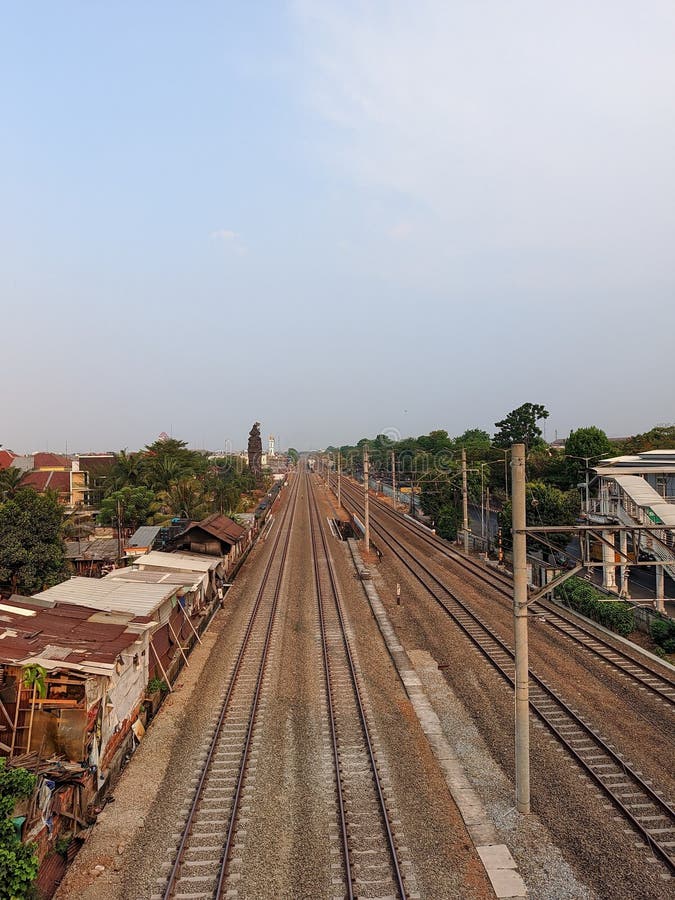 View Above the Train Tracks Stock Image - Image of view, crossing ...