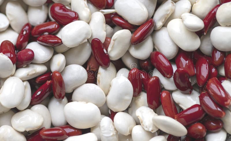 View from Above of Uncooked Red and White Beans Stock Photo - Image of ...