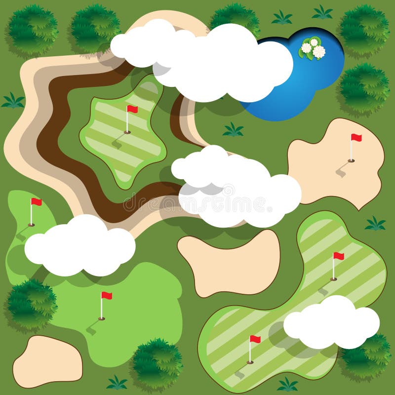 Golf Course Map. Plan Of The Field Stock Vector - Illustration of ...
